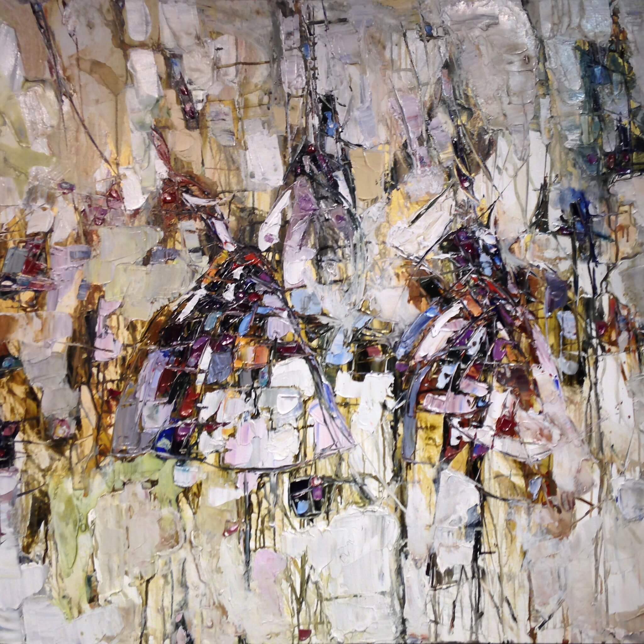 Maya Eventov Abstract Dancers I original painting size 40"Hx60"W.