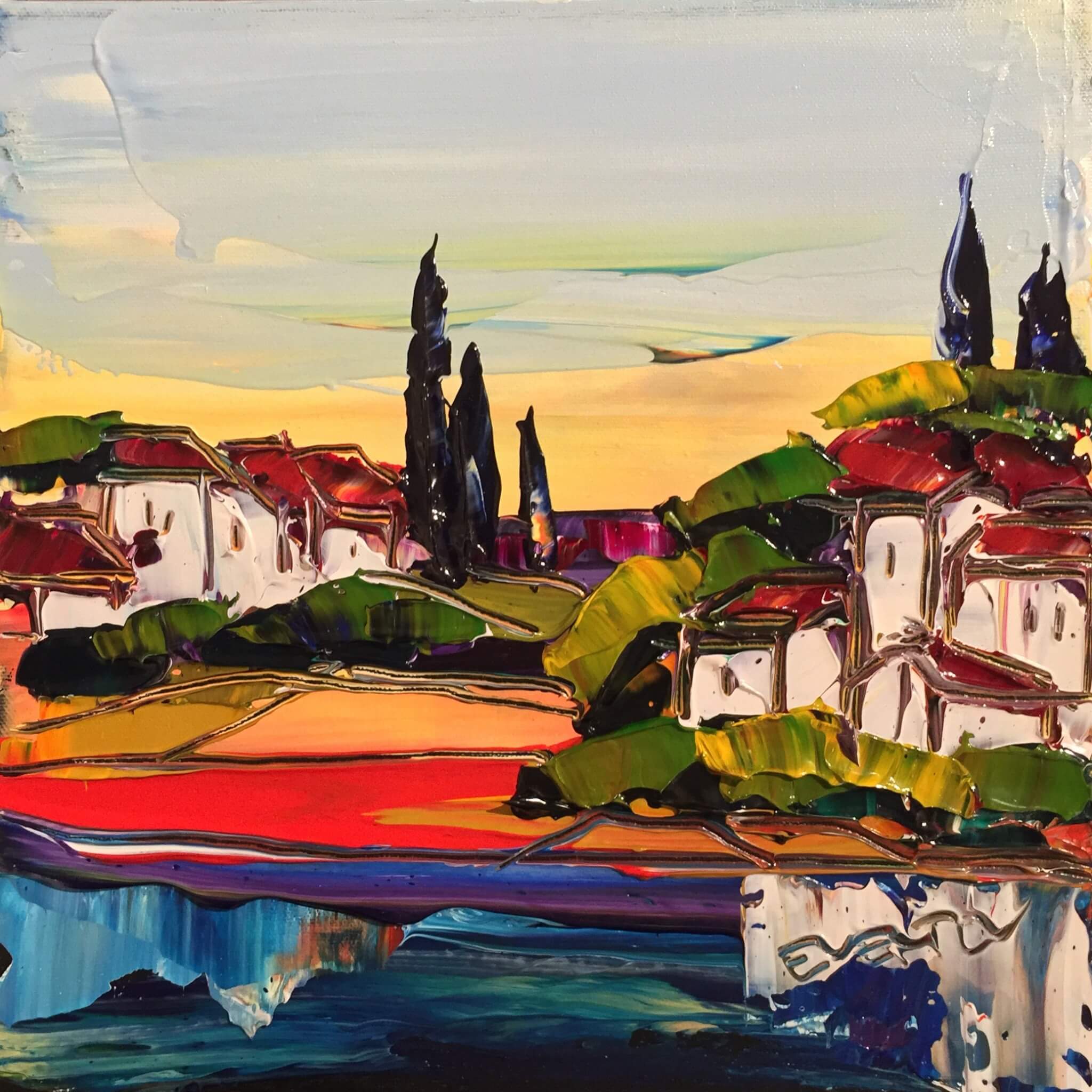 Maya Eventov original painting size 12"Hx12"W.