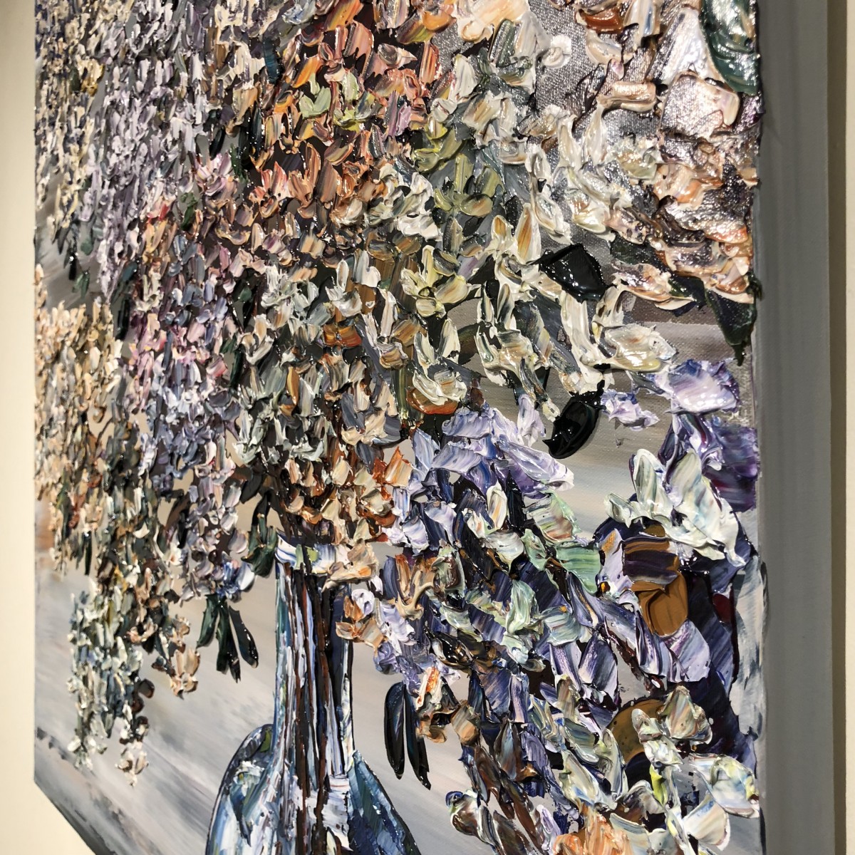 Maya Eventov Floral Hydrangea and Vase original painting size 36"Hx36"W.