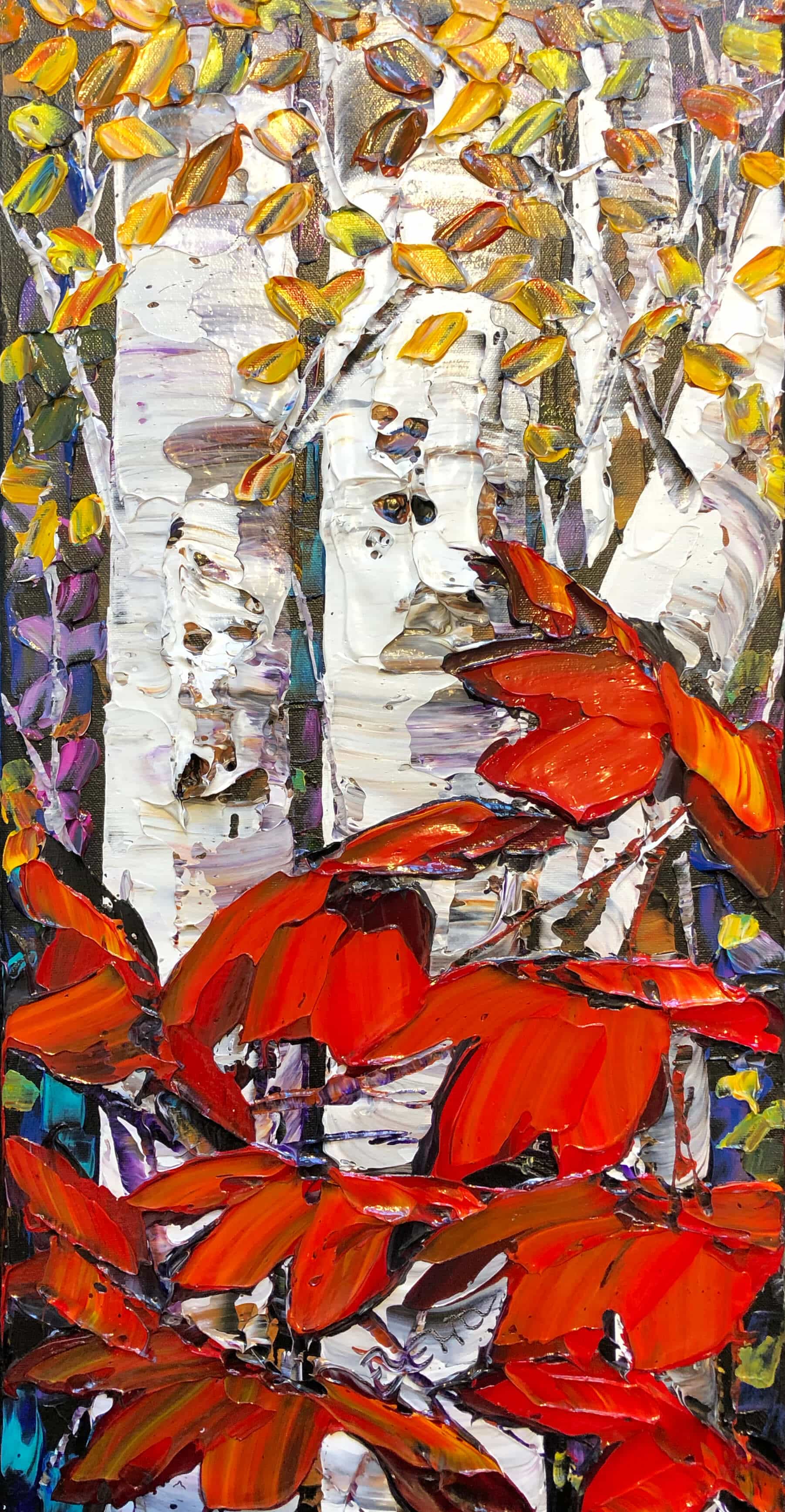Maya Eventov Night Birch 2 24x12 - Creations Art Gallery