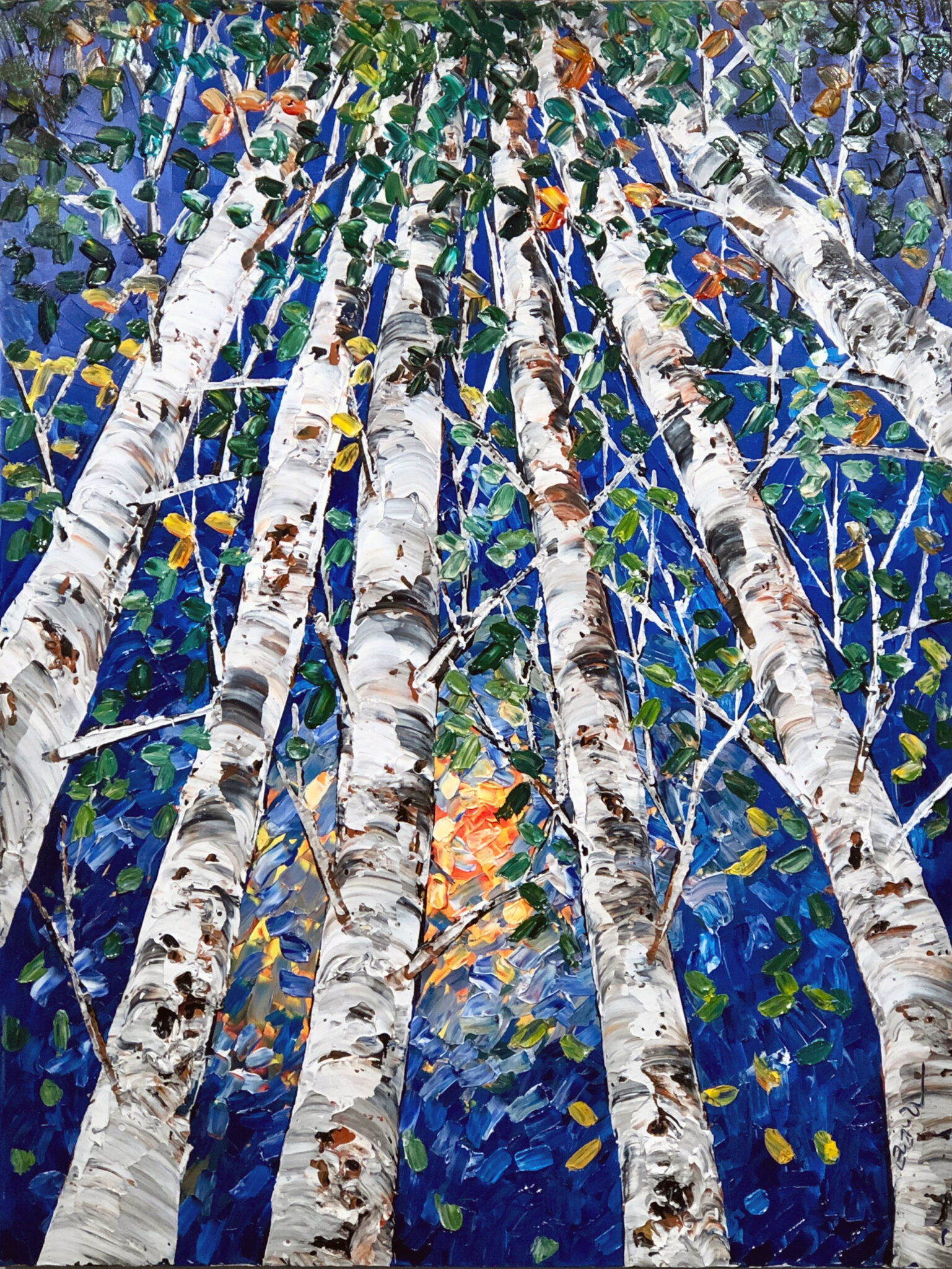 Maya Eventov Birch Looking Up Forests Glow original painting size 48 ...