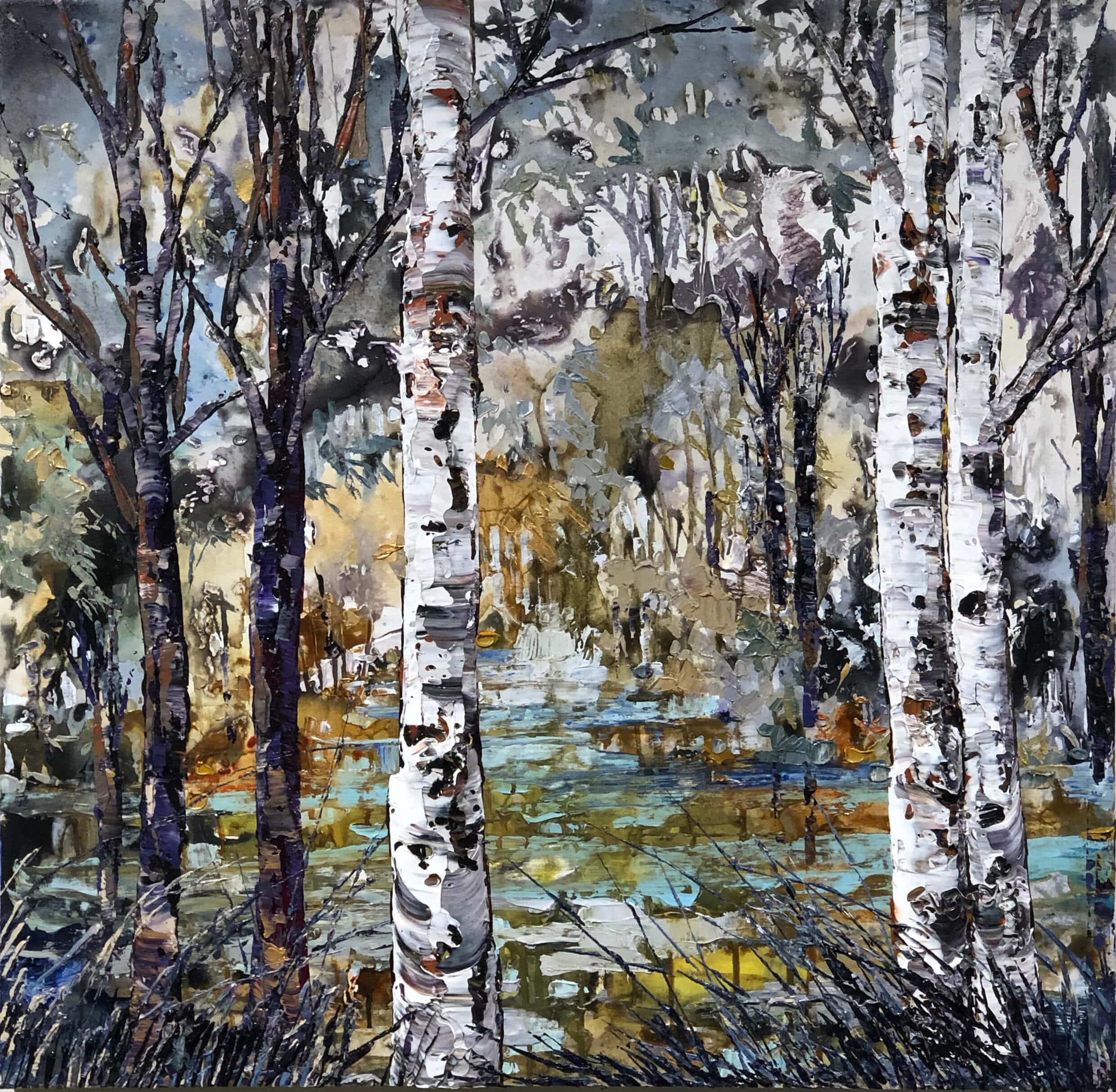 Maya Eventov Abstract Landscape 2 original painting size 30"Hx30"W.