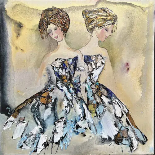 Maya Eventov Abstract Dancers 1 original painting size 20"Hx20"W.
