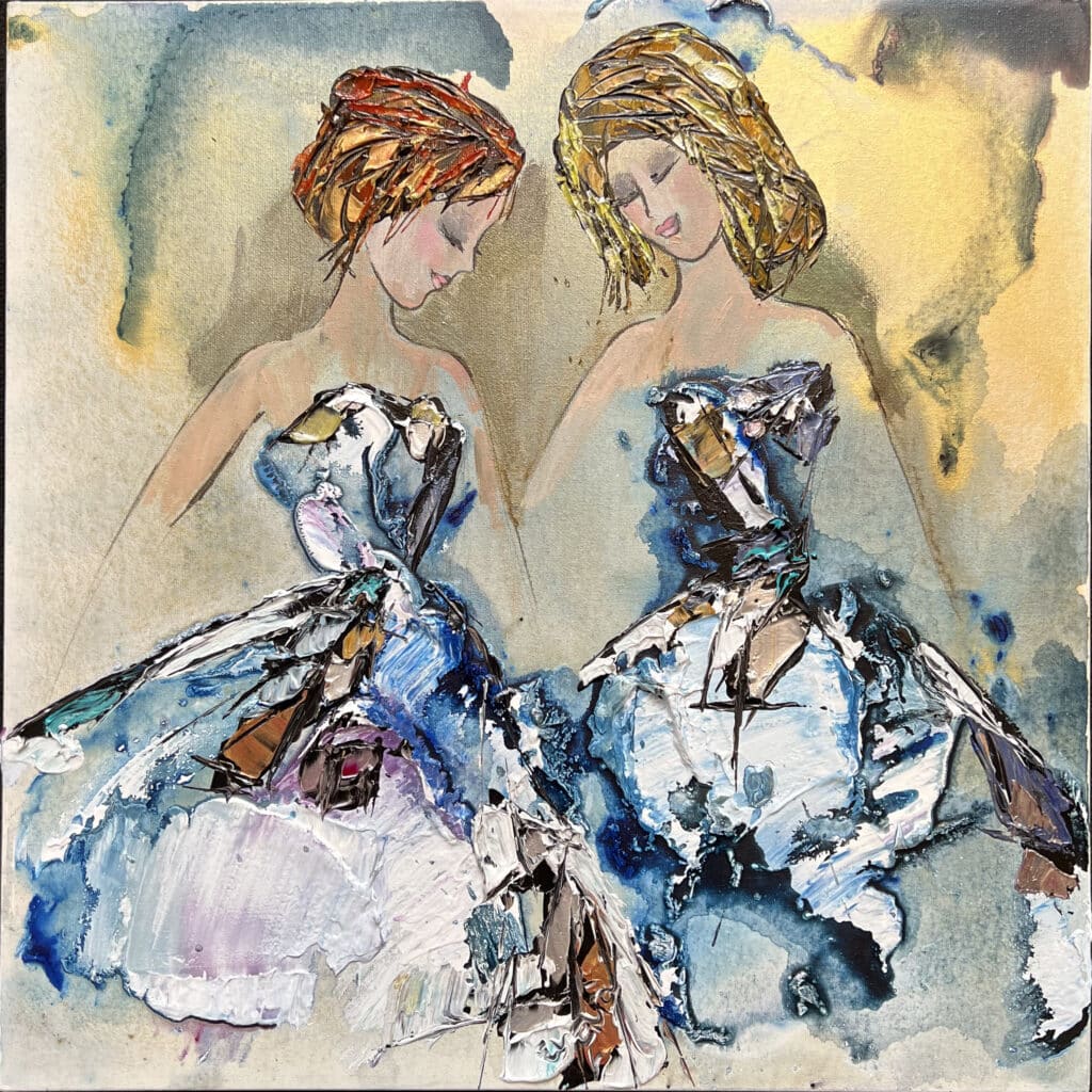 Maya Eventov Abstract Dancers 1 original painting size 20"Hx20"W.