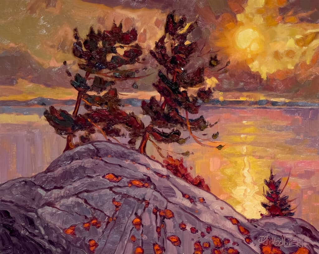 Dominik Modlinski Sunset Georgian Bay 16x20 - Creations Art Gallery