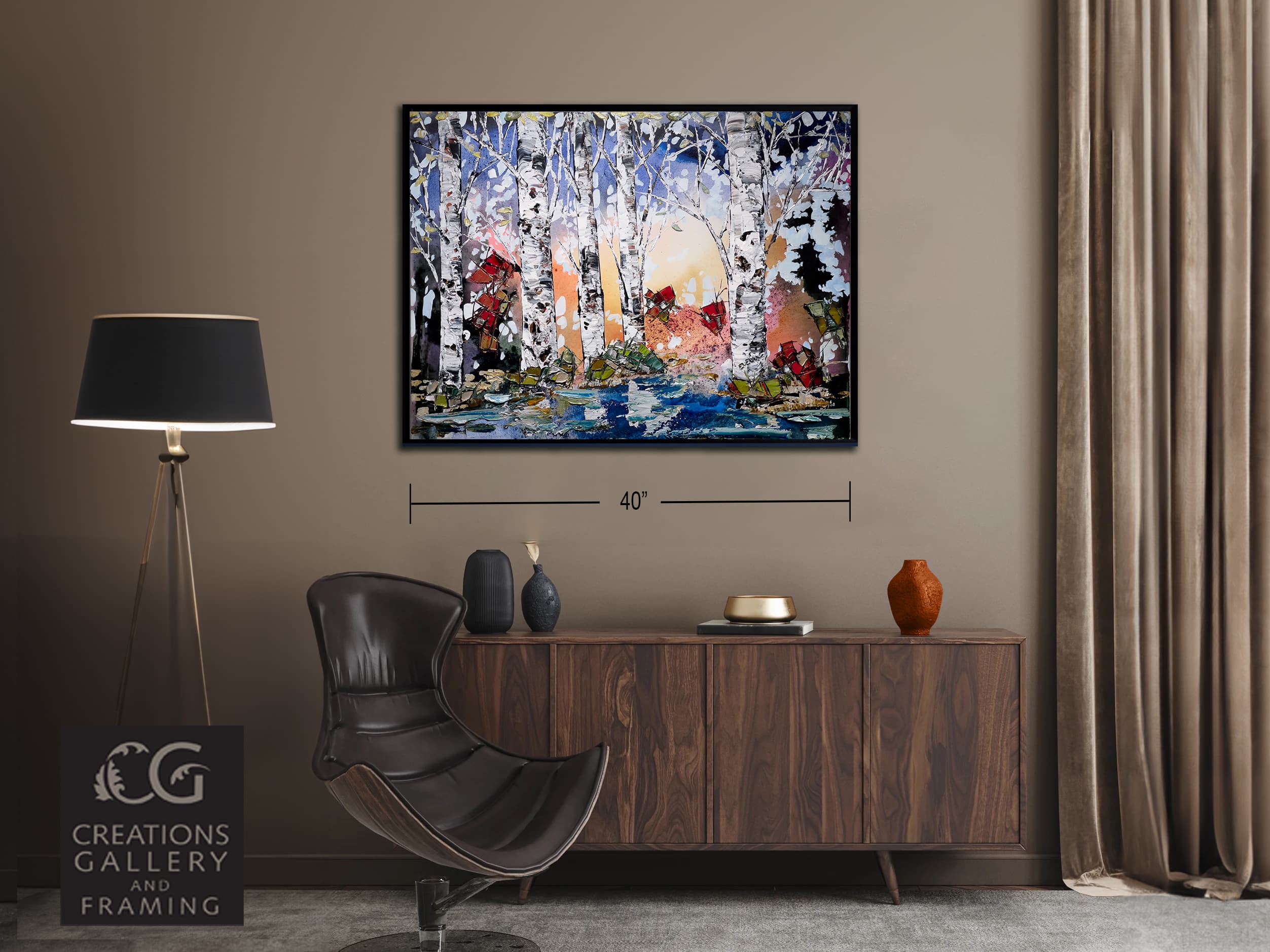 Maya Eventov Night Birch 2 original painting size 60"Hx24"W.
