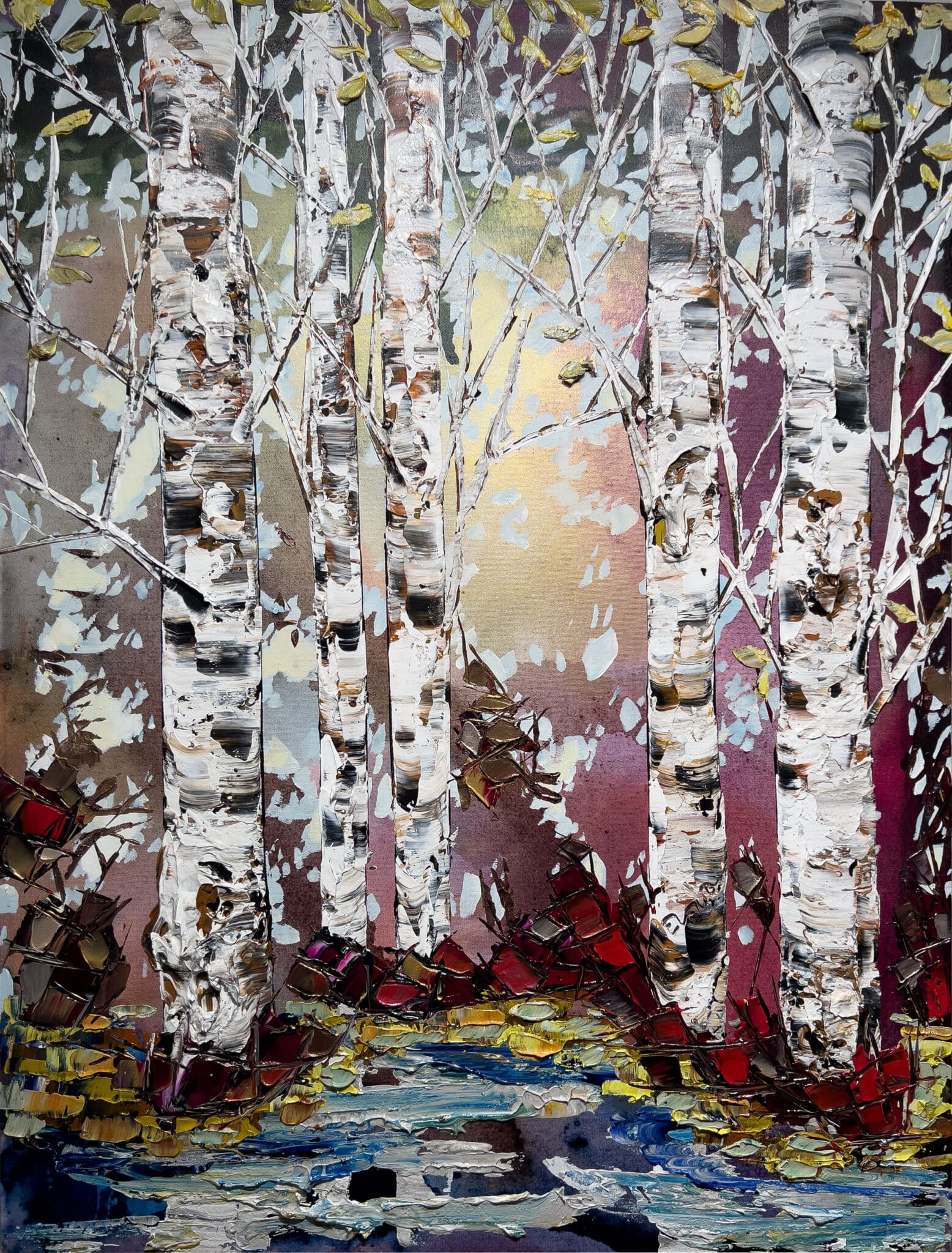 Maya Eventov Night Birch 2 original painting size 60"Hx24"W.