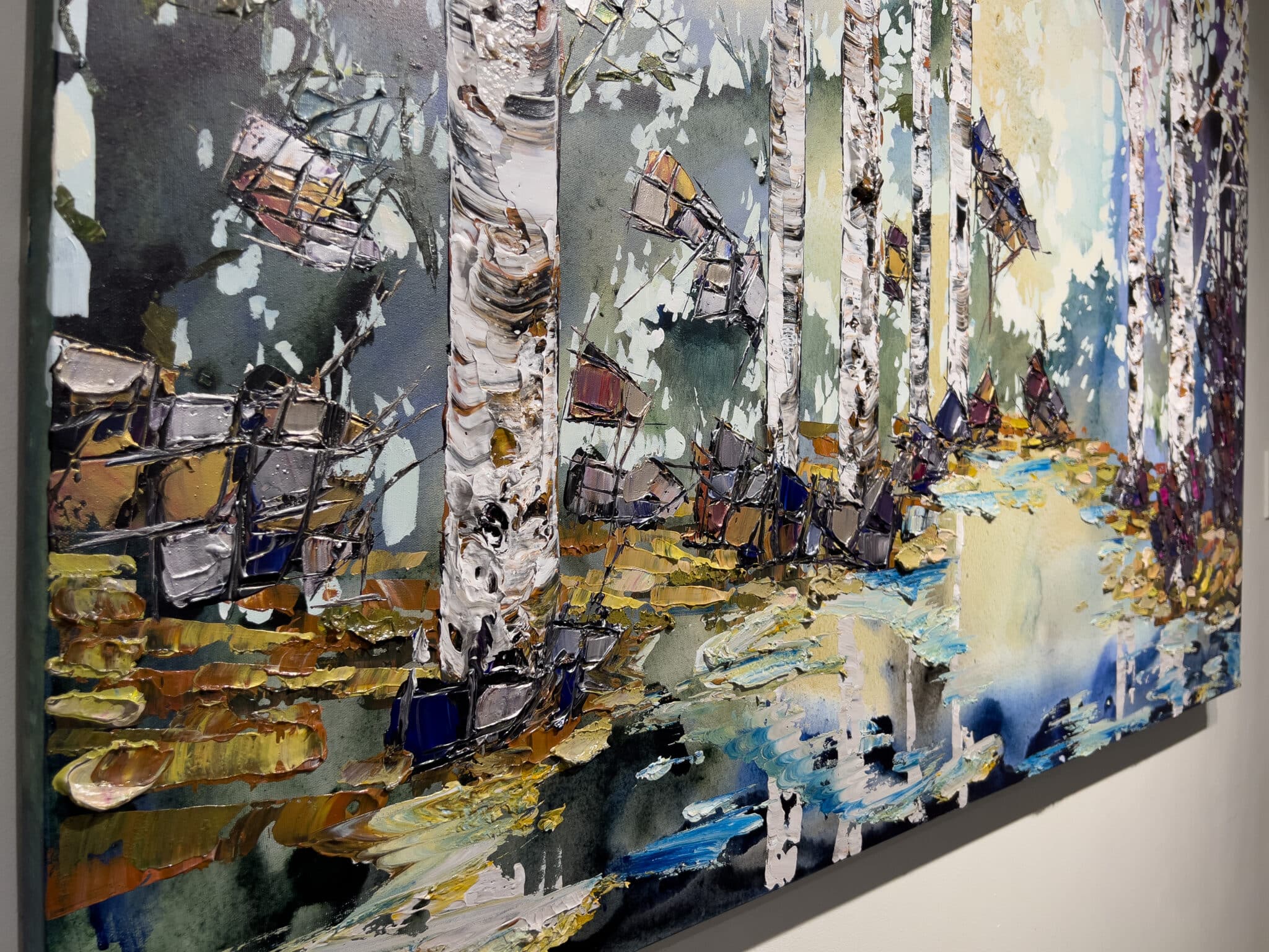 Maya Eventov Night Birch 2 original painting size 60"Hx24"W.