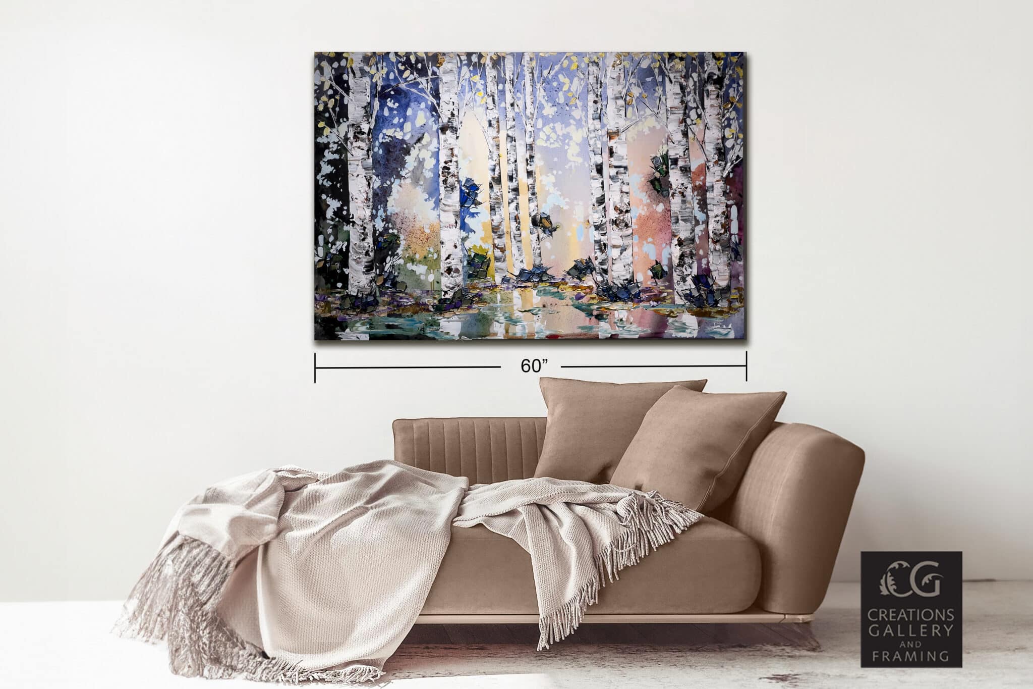 Maya Eventov Night Birch 2 original painting size 60"Hx24"W.