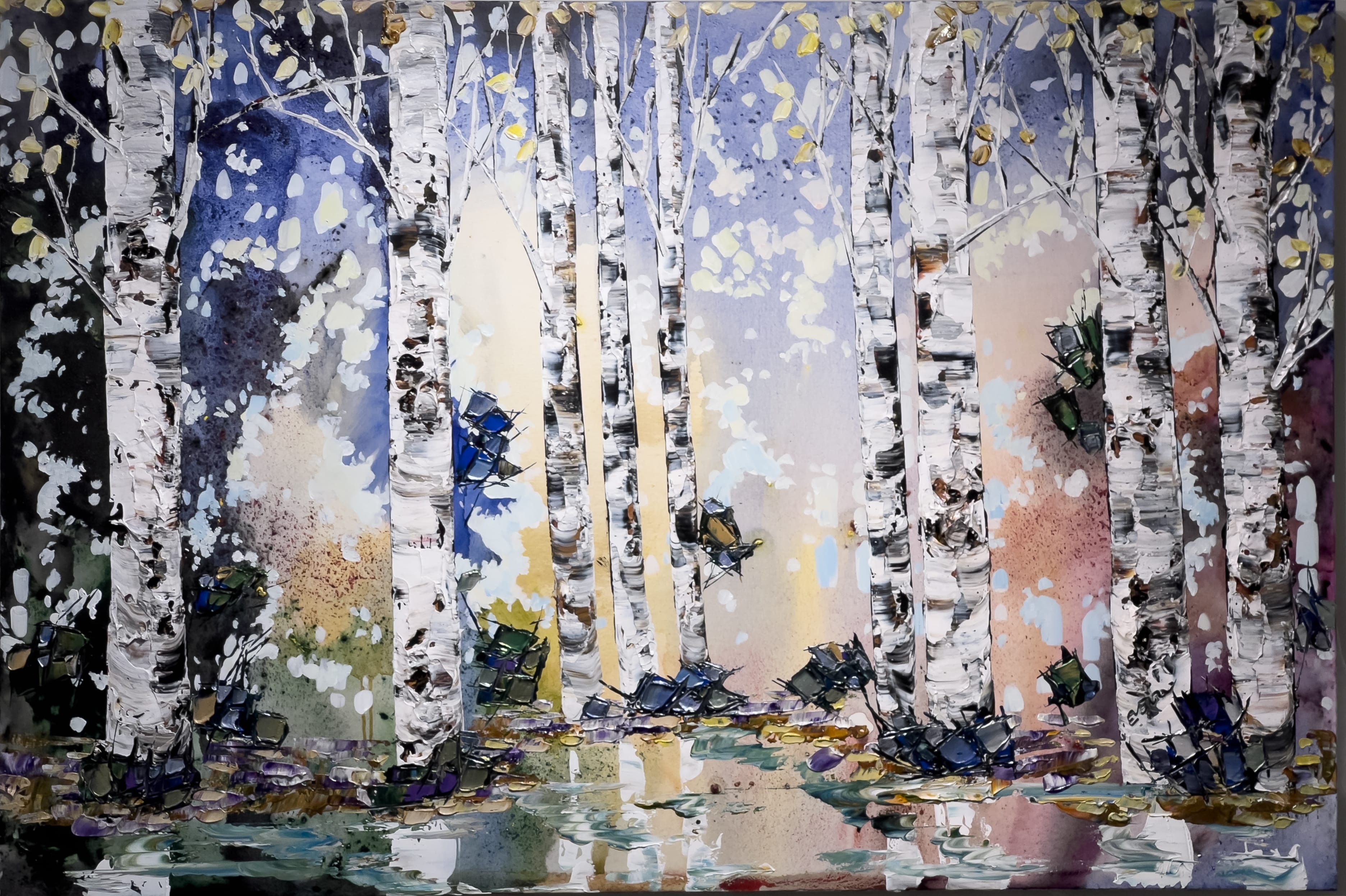 Maya Eventov Birch Spectrum Landscape 3 original painting size 40"Hx60"W.